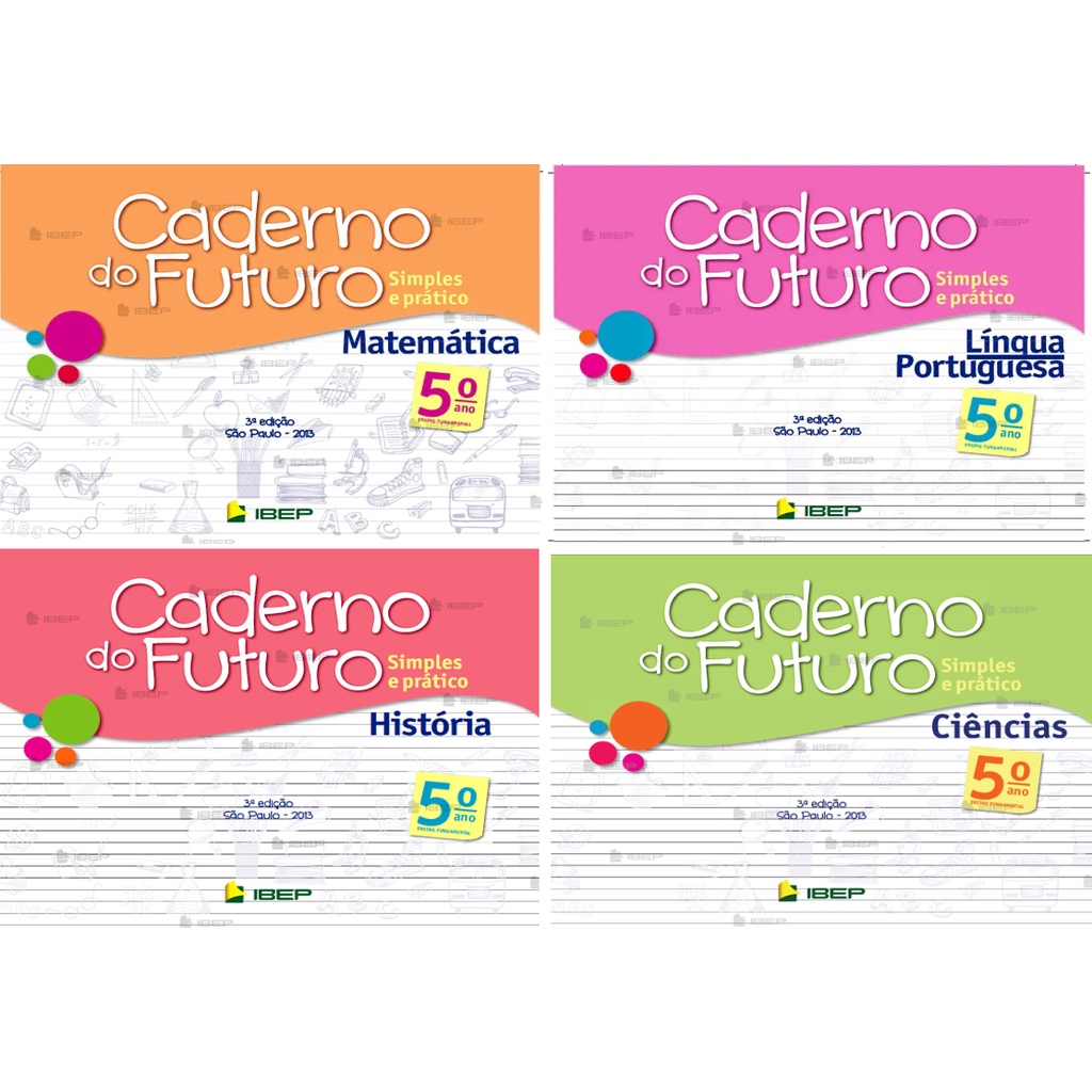 Kit Caderno Futuro Port, Mat, Cien, Hist/Geo 5 Ano do Professor - IBEP | Shopee Brasil