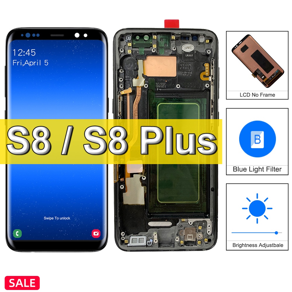 Tela Touch Frontal Display Samsung S8 G950 G950F S8 Plus S8+ G955 Módulo Original Ouro Preto ...