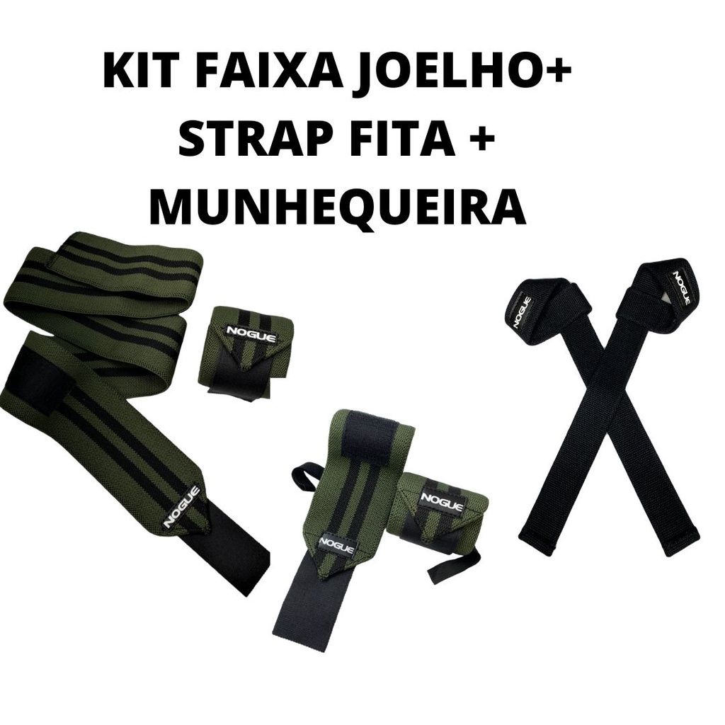 Kit Strap + faixa de Joelho + Munhequeira - NOGUE - Escorrega o Preço