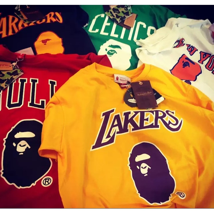 Nova Bape X NBA 93 Camiseta Unissex Esportiva De Algodão Respirável ...