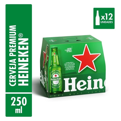 Cerveja Heineken garrafa 250ml - caixa com 12 unidades | Shopee Brasil