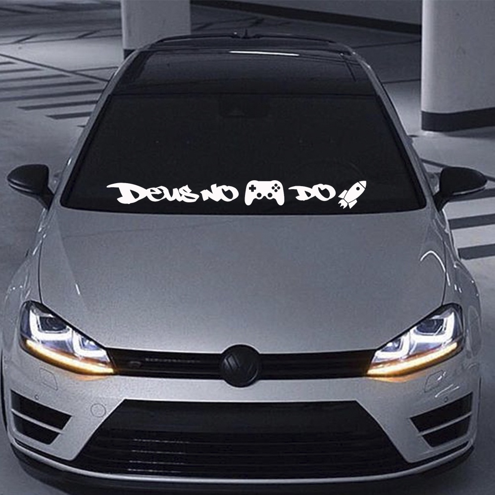 Adesivo Parabrisa Deus no controle do Foguete Jato Frase Carro Rebaixado Dub Som Automotivo ...