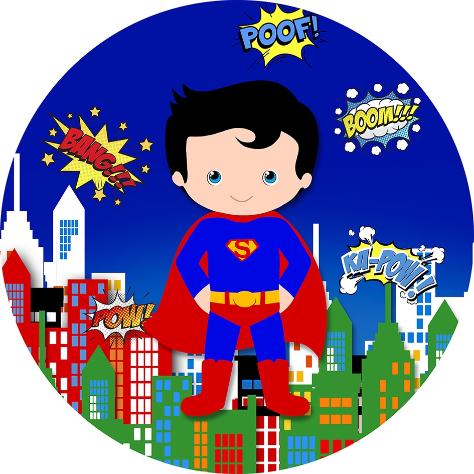 Painel 3d Festa Redondo 1,50 Malha Sublimado Superman Super Homem Baby ...