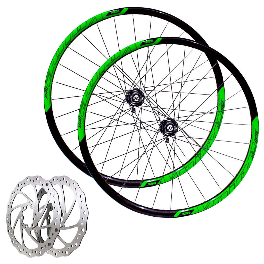 Rodas Aro 29 Roscas + Discos Mtb Vzan V-nine 36 Furos MTB Par Verde ...