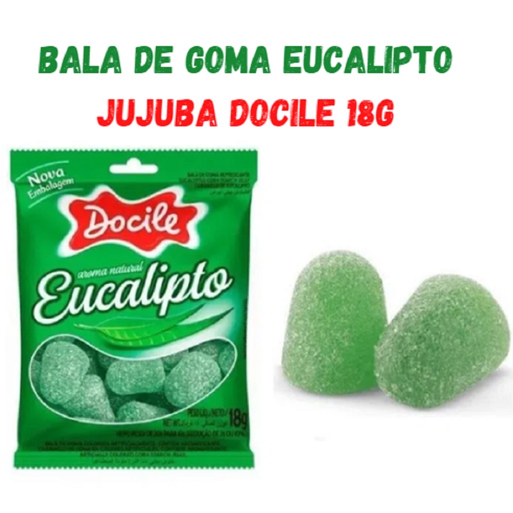 Bala de Goma Eucalipto Docile Mini Jujuba Pacote 18g | Shopee Brasil