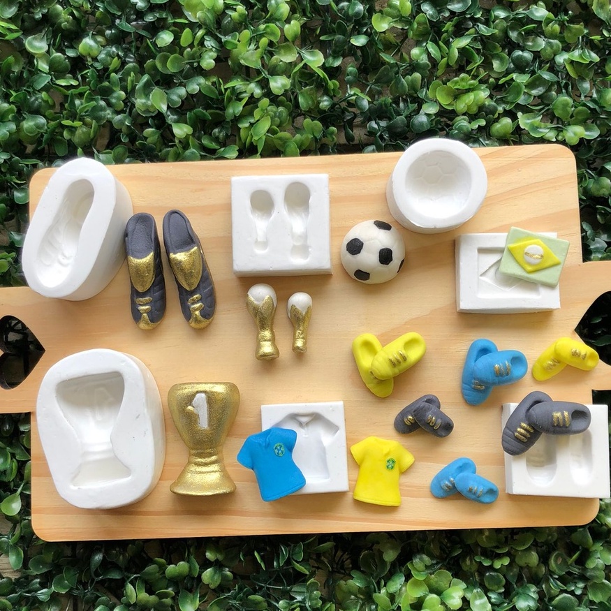 Kit de Moldes de Silicone Copa do Mundo - 6 Moldes de Futebol Brasil ...