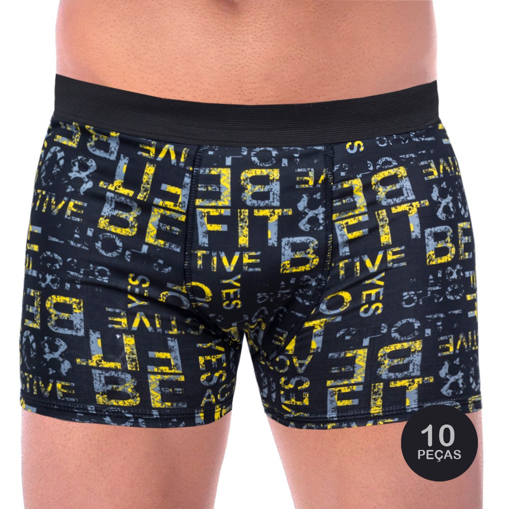 Kit 10 Cuecas Boxer Box Adulto Masculina em microfibra Estampada | Shopee Brasil