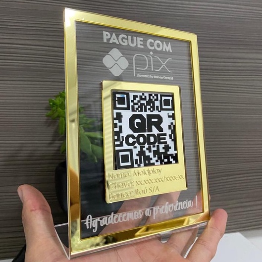 Display Moldura para foto Qr Code Placa pix de Balcão - Escorrega o Preço