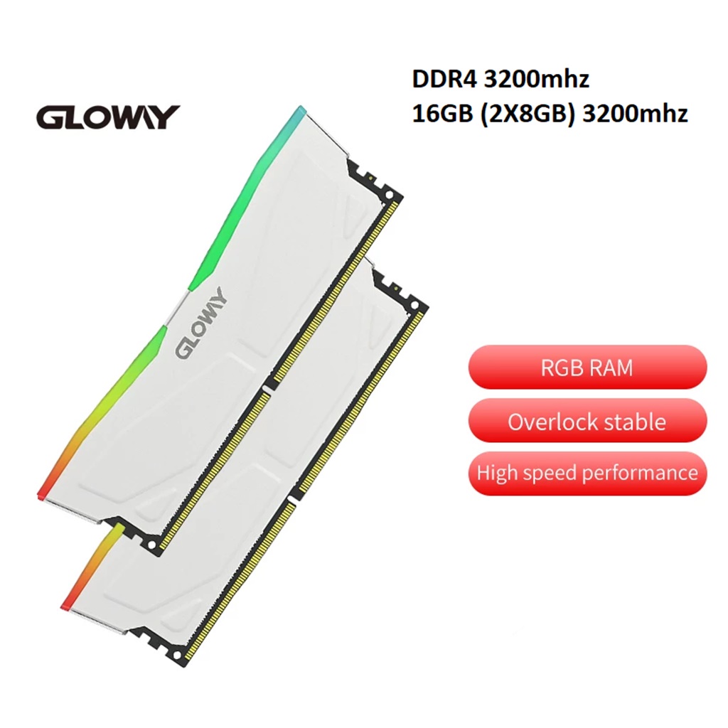 Memória Ram Gloway Rgb Branca Ddr4 16gb(2x8gb) 3200mhz - Escorrega o Preço