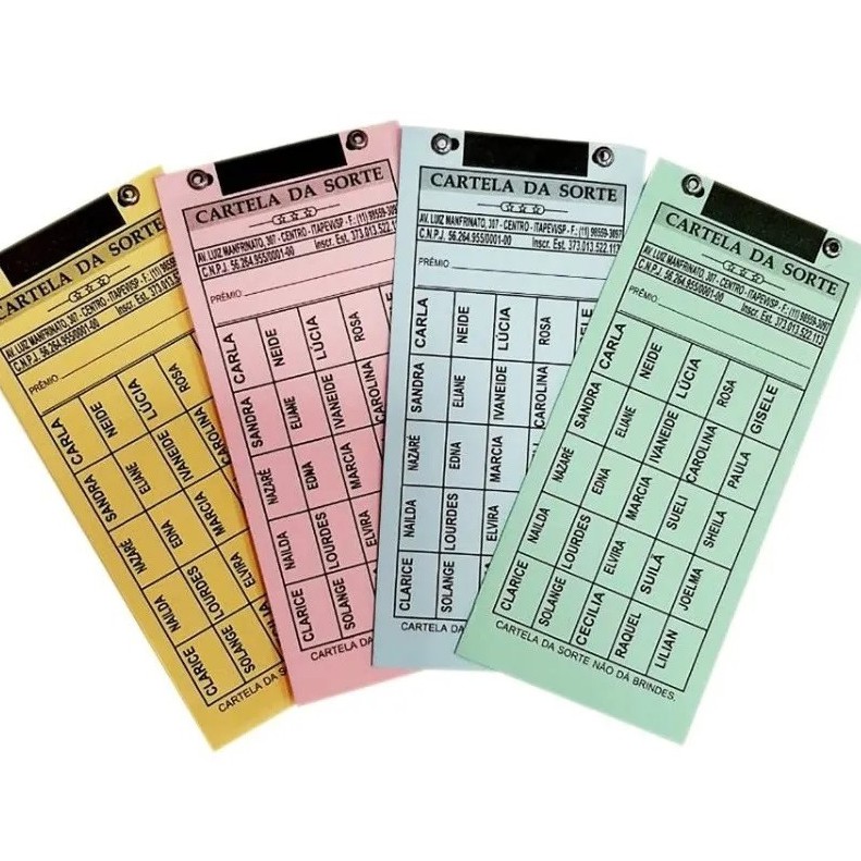 Rifa Para Sorteio-25 Nome - Cartela Da Sorte Pacote 50 Unidade Cartela em Branco | Shopee Brasil