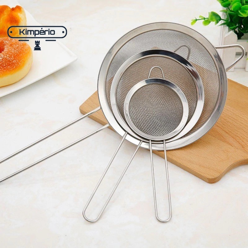 Kit 3pçs Peneira Coador Em Aço Inox Para Cozinha - 3 Tamanhos P M G 8 ...