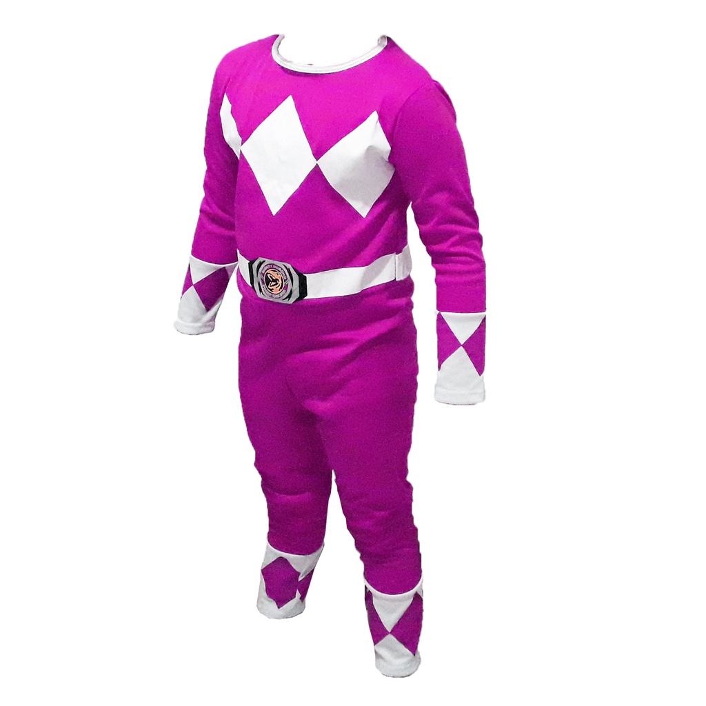 Roupa Fantasia Power Rangers Rosa Menino Roupa Criança Festa Halloween ...