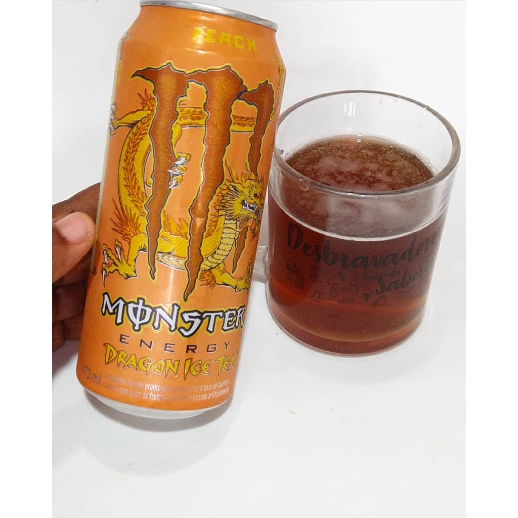 Monster Dragon tea chá de pêssego lata 473ml lançamento | Shopee Brasil