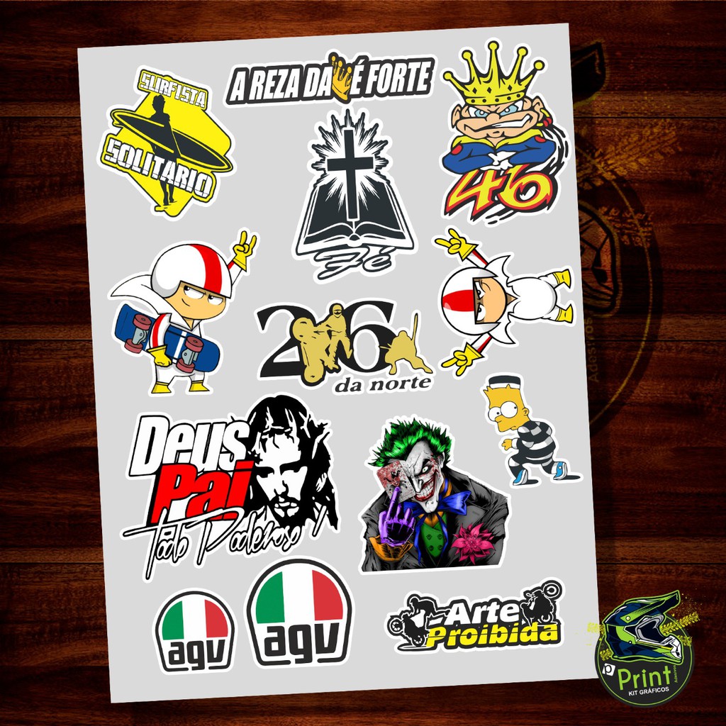 Cartela De Adesivos Moto Motocross Carro Bike Caminhao 6 | Shopee Brasil