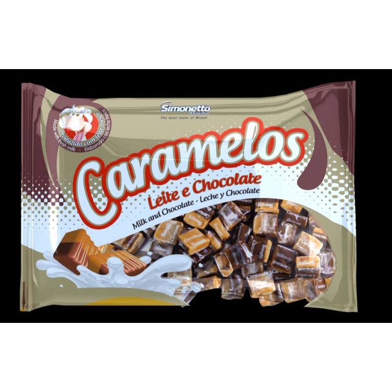 Bala Caramelo Leite e Chocolate 600g - 100un - Simonetto | Shopee Brasil
