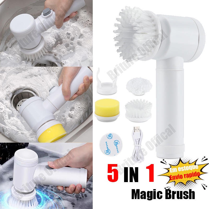 5 Em 1 Escova De Limpeza Elétrica Manual De Cozinha Ferramenta De ...