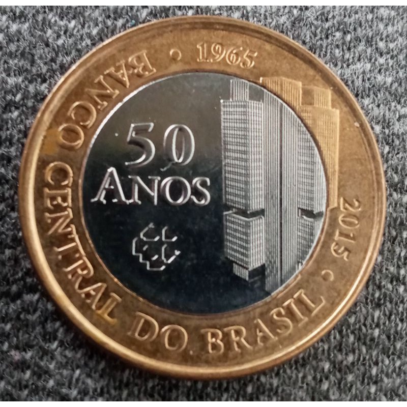 moeda 1 real BC 50 anos 2015 comemorativa | Shopee Brasil