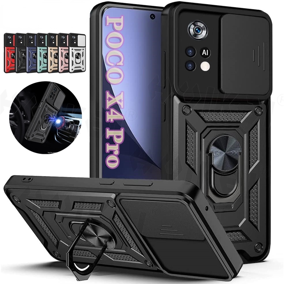 Slide Lente Da Câmera Caso Capa Para Xiaomi Poco M4 X4 Pro 12 12X Redmi 10C Nota 8 Protetor À ...