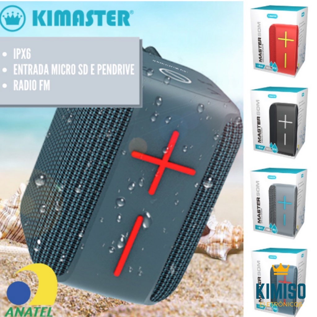 Caixa De Som K400 Kimaster Bluetooth Portátil Bom Rádio FM e PENDRIVE Ipx6 | Shopee Brasil