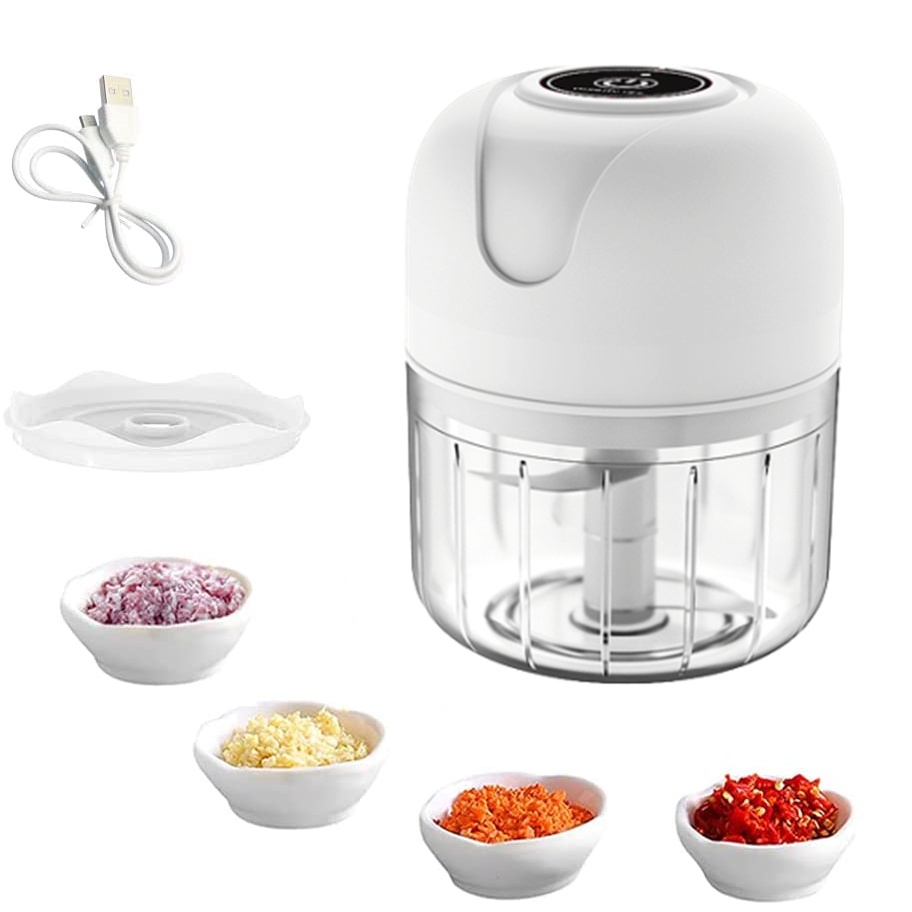 Mini Processador de Alimentos Moedor Alho com 03 Lâminas Elétrico Sem ...