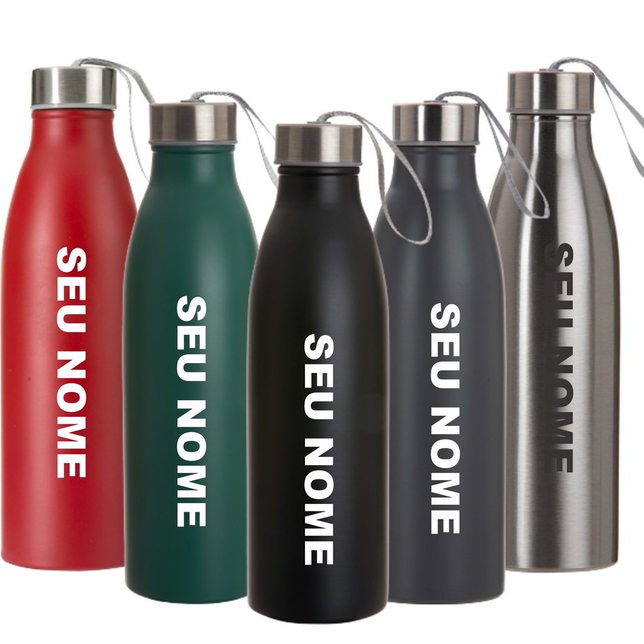 Garrafa Térmica Inox Personalizada com nome 400 ML Squeeze De Aço Inox ...