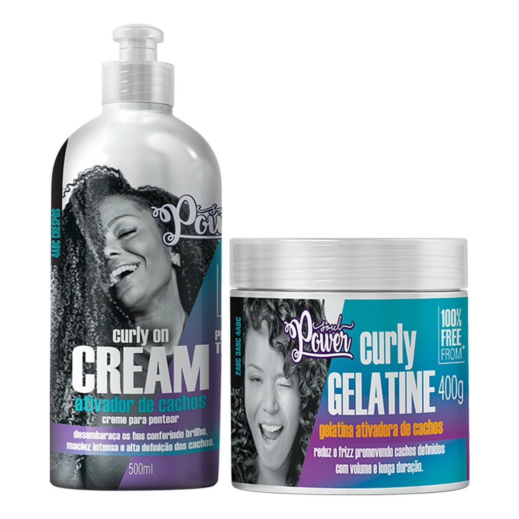 Kit Soul Power Ativador Cachos Curly Gelatine + Creme Pentear Curly On ...