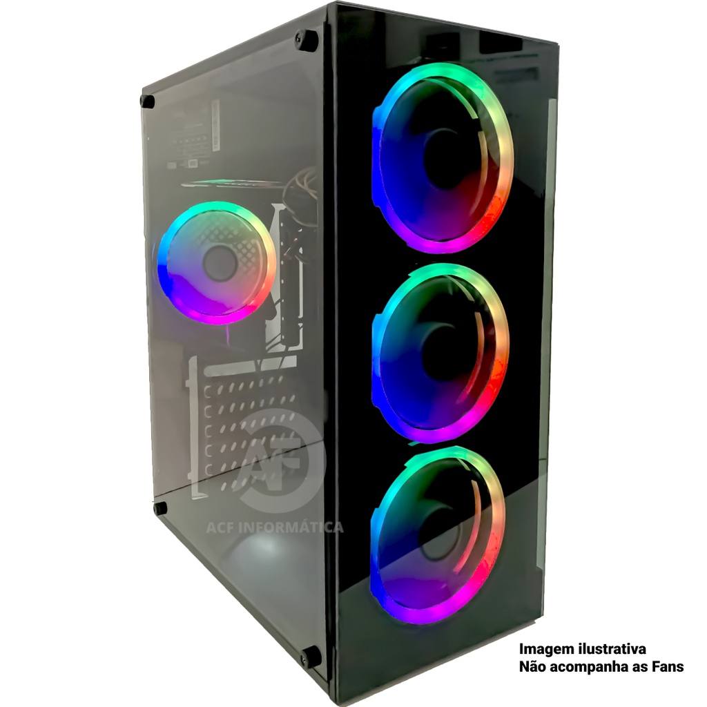 Gabinete Gamer Bpc-330Atx Preto S/Fonte C/Frente de Vidro Temperado E ...