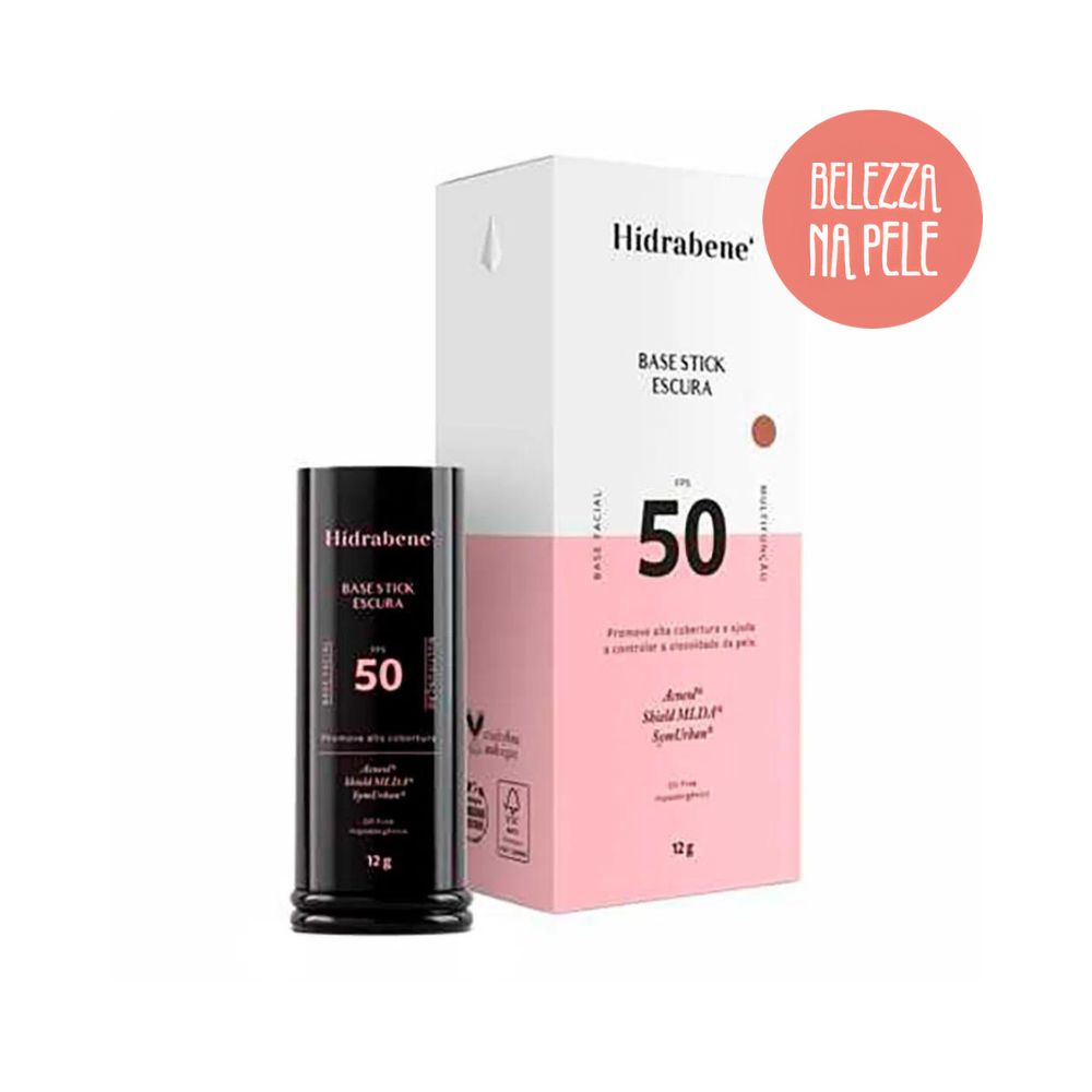 Protetor Solar Hidrabene Base Stick Cor Escura FPS50 12g | Shopee Brasil