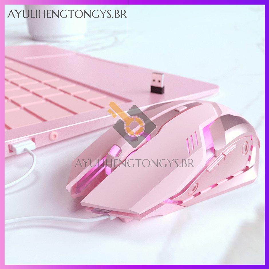 Mouse Gamer Rosa Com Fio USB Silencioso Ergonômico Para Jogos | Shopee ...