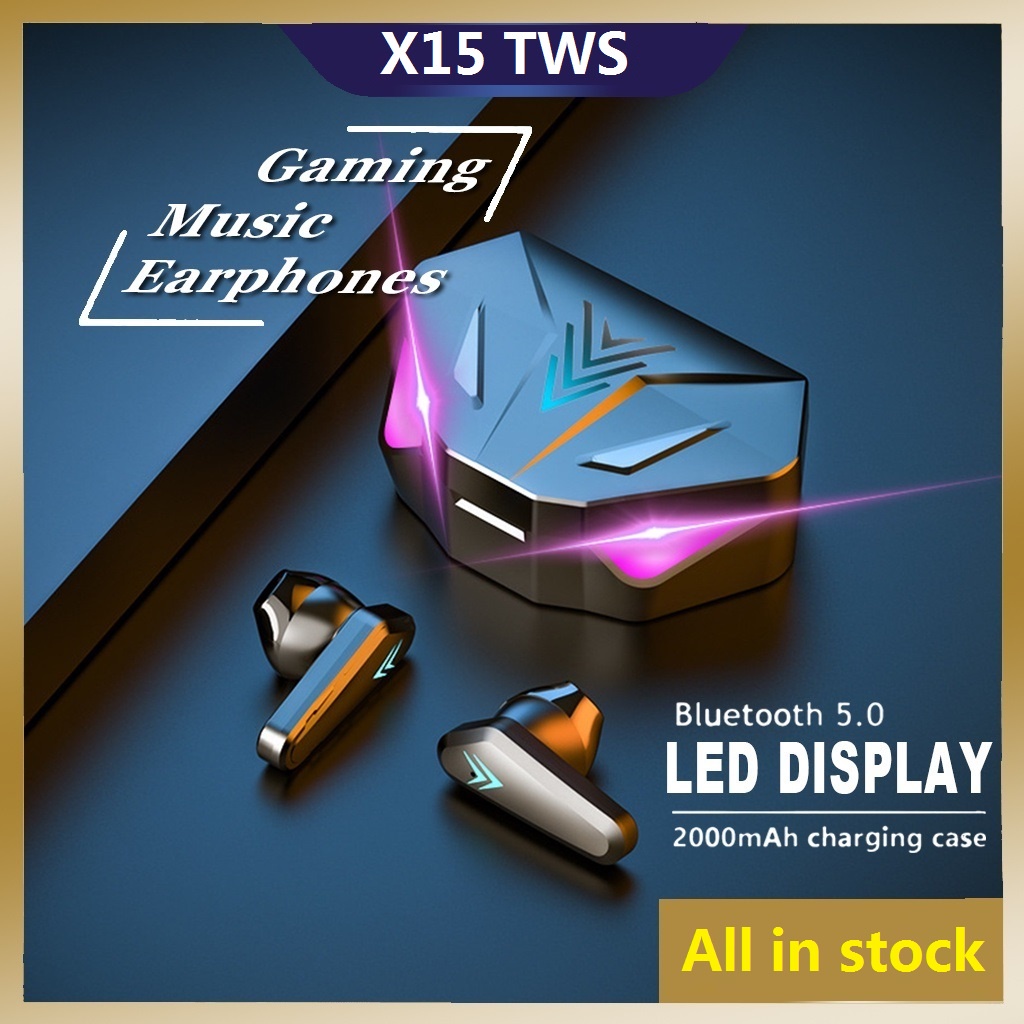 X15 TWS Fones De Ouvido Bluetooth Sem Fio Cercado Estéreo Atraso ...