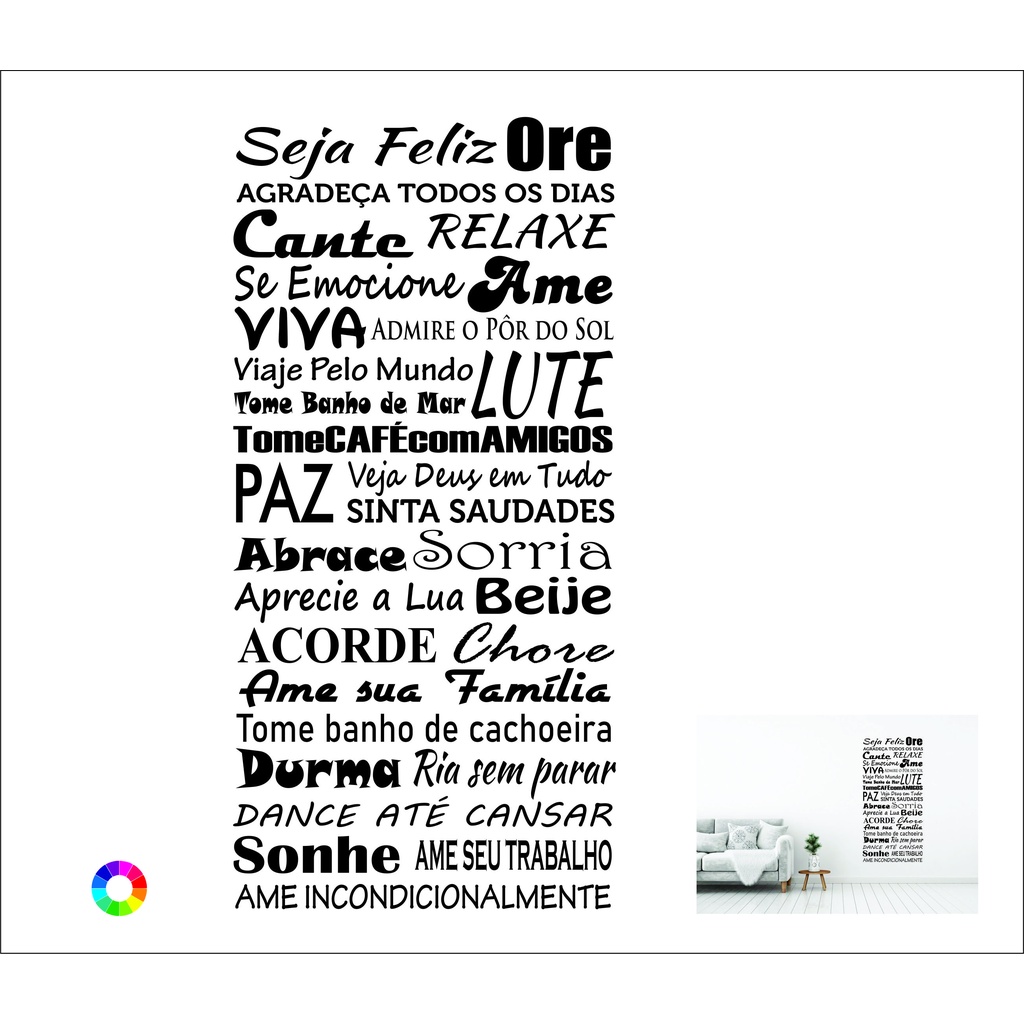 Adesivo de Parede FRASE Seja Feliz 120x58 | Shopee Brasil