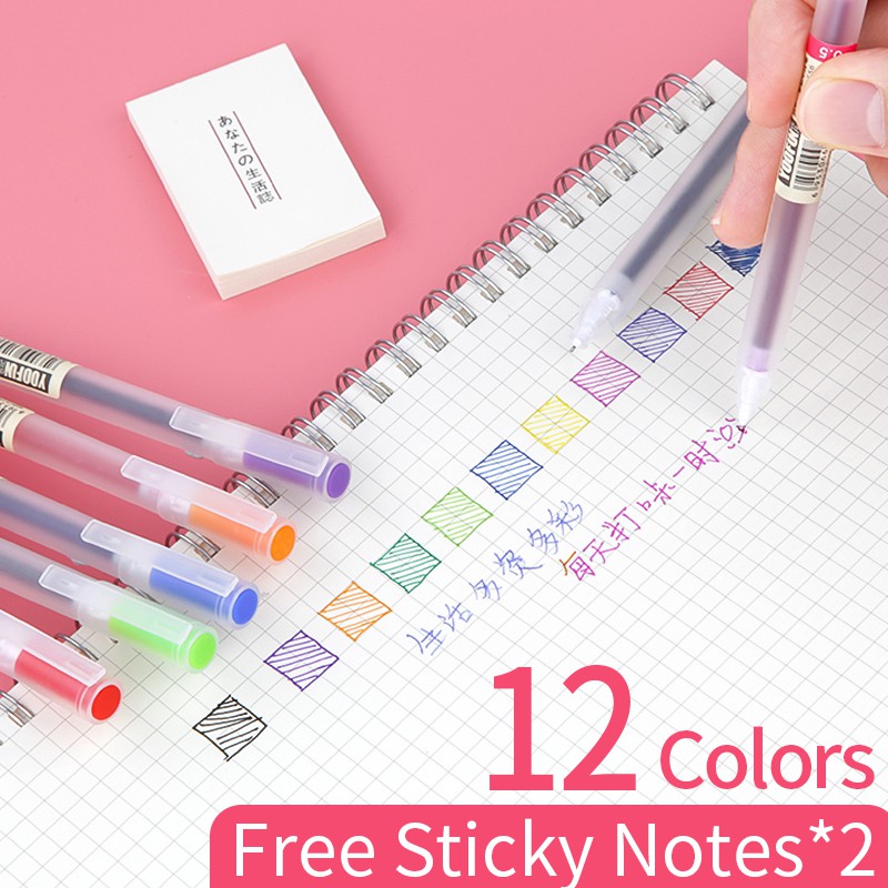 Licao 12pcs/set Color Gel Pen Student School Office Muji Feel 0.5mm ...