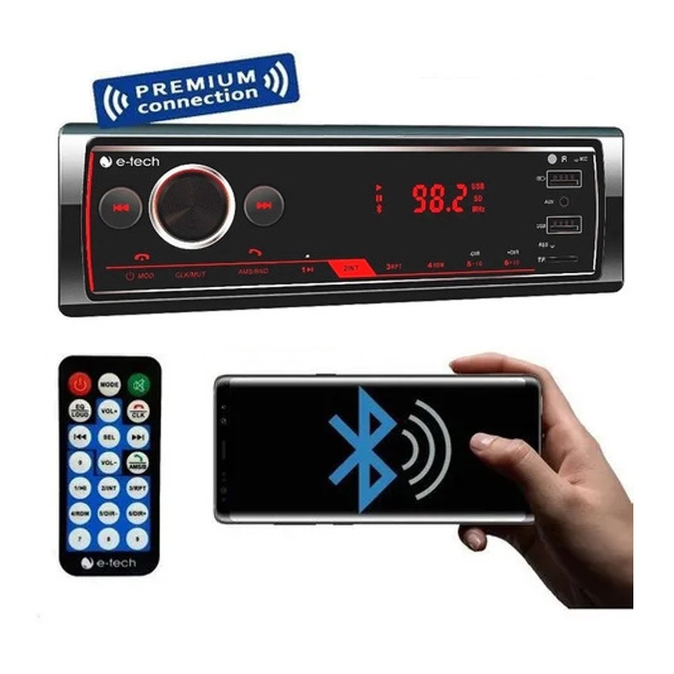 Auto Radio Mp3 Automotivo E-Tech Premium Bluetooth Usb Sd Aux Radio FM ...