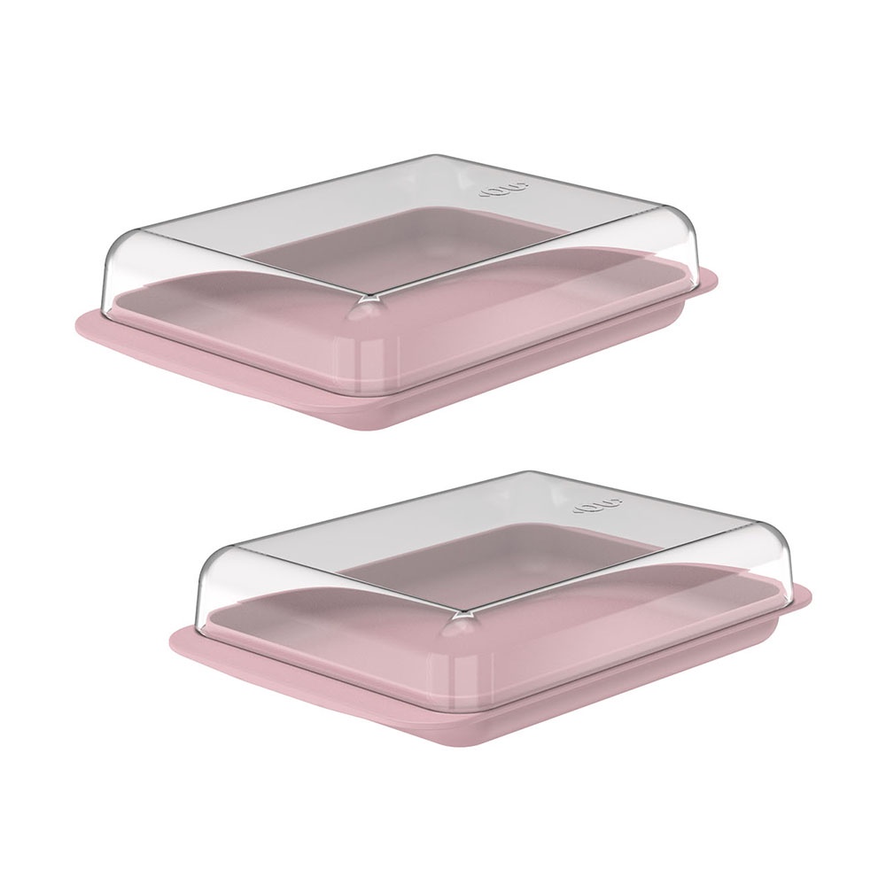 Kit 2 Porta Frios Potes para Presunto e Queijo Break Ou Rosa Quartz ...