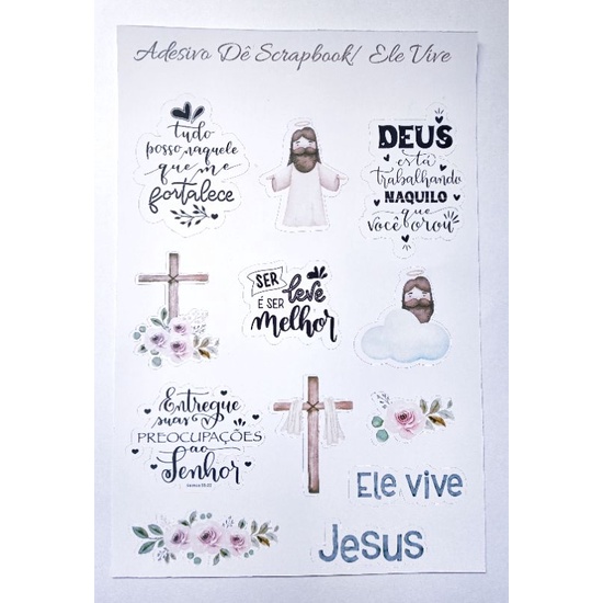 Adesivo Devocional Transparente Ele vive, para scrapbook, arte ...