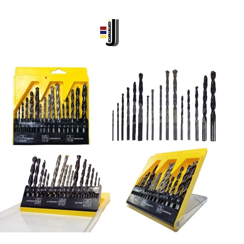 Kit Jogo Broca 16 Peças Madeira Concreto Metal Profissional - Fertak ...