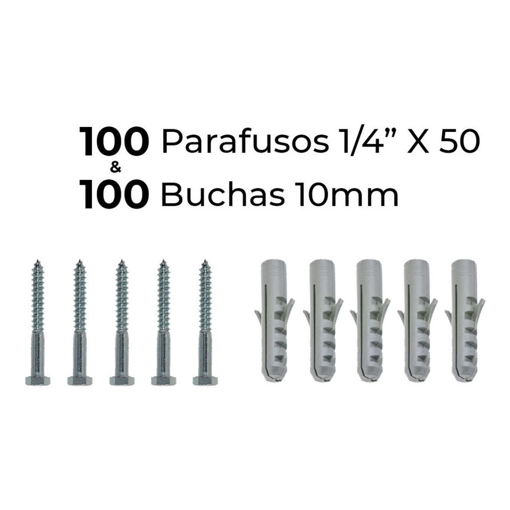 Kit 100 Parafusos Soberba Sextavado 1 4x50mm P Madeira E 100 Buchas