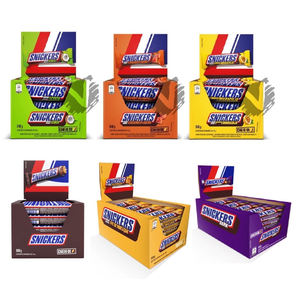 Caixa de Chocolate Caramelo SNICKERS Sabores Original Dark e Pé de ...