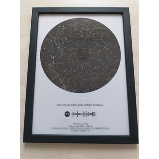 Quadro Mapa das Estrelas - Meu céu estrelado; Mapa do céu; Quadro ...