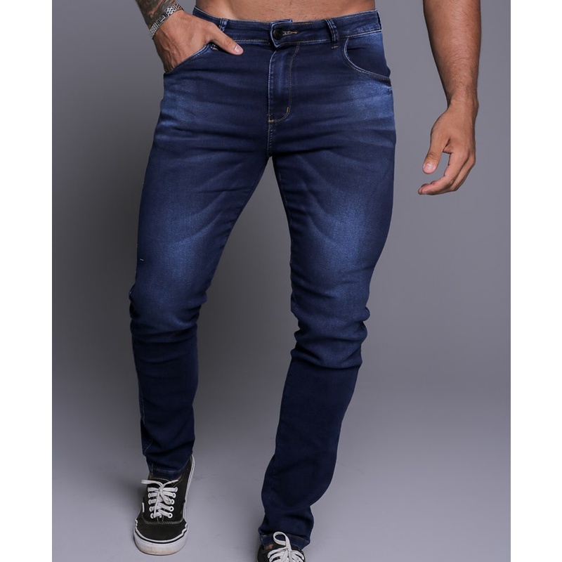Calça Jeans Masculina Slim Original Elastano Lycra Roupas Masculina
