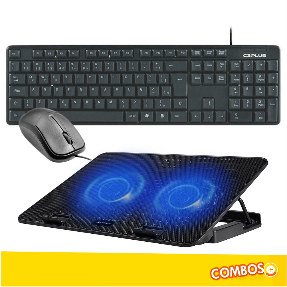 Kit teclado e mouse com suporte para notebok com fio C3Tech Novo Pronta ...