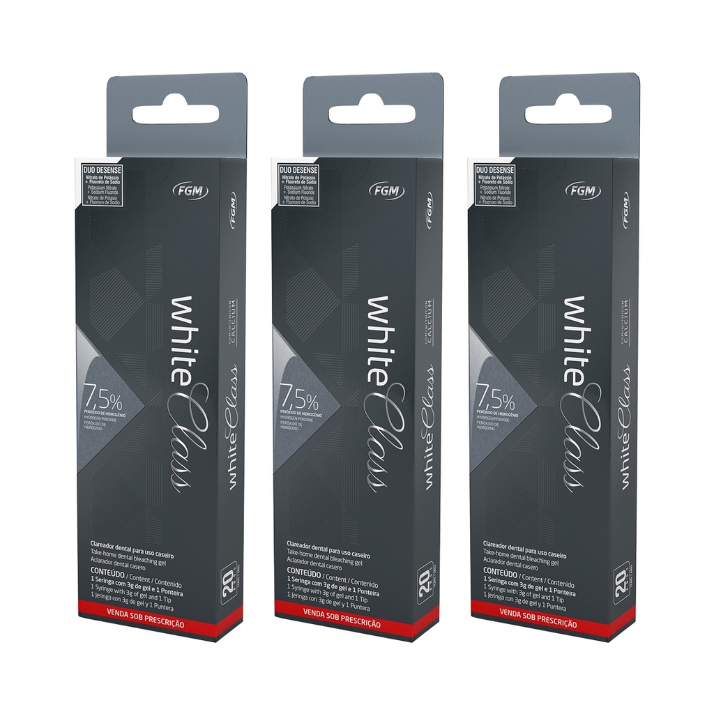 Kit Clareador Dental Whiteness Class 7,5% 3 Unidades - FGM | Shopee Brasil
