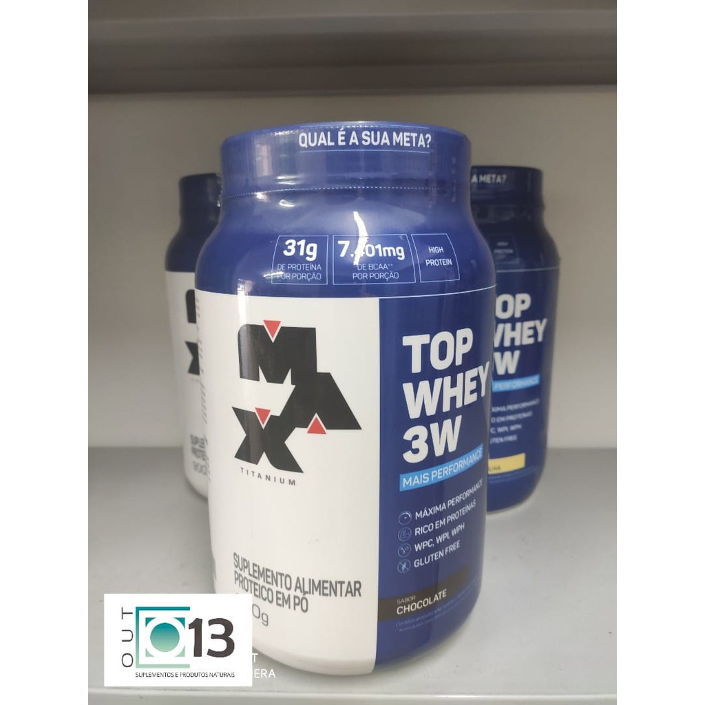 Top Whey Protein 3w 900g Max Titanium | Shopee Brasil