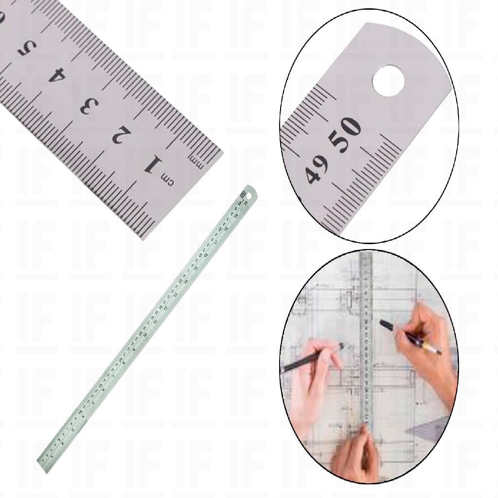 Régua Escala De Aço Inox 500mm Mm Polegadas E Cm Zaas | Shopee Brasil