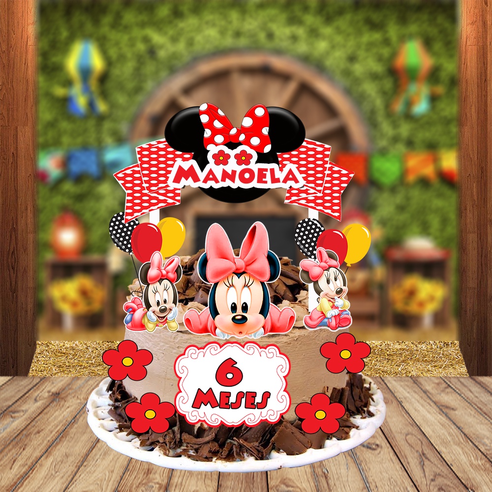 Topo Topper De Bolo Minnie Baby Personalizados Qualquer Modelo | Shopee ...