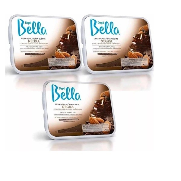 Kit 3 Cera Depil Bella Barra 1 Kg Negra | Shopee Brasil