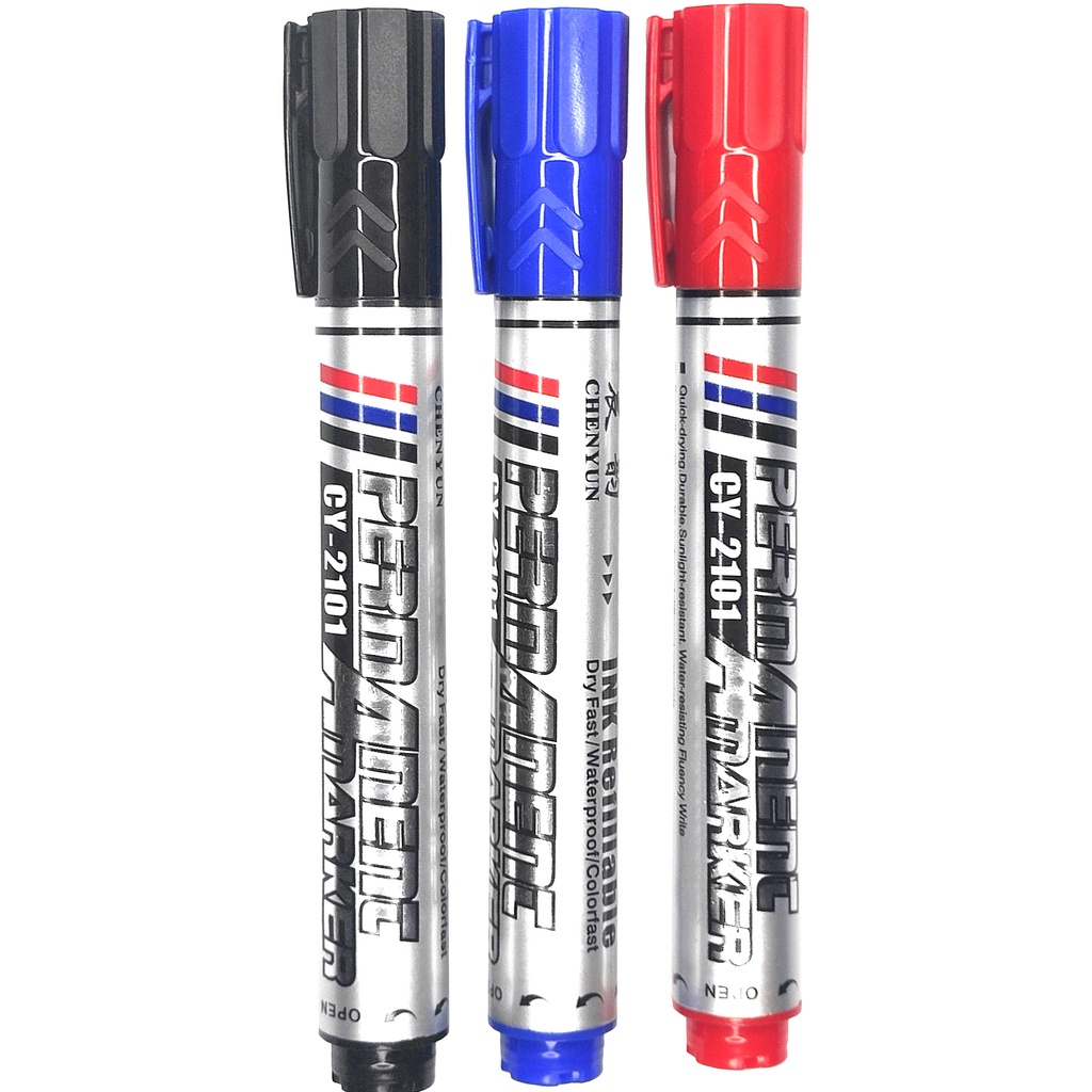 Marcador Permanente Recarregável Preto Azul Vermelho | Shopee Brasil