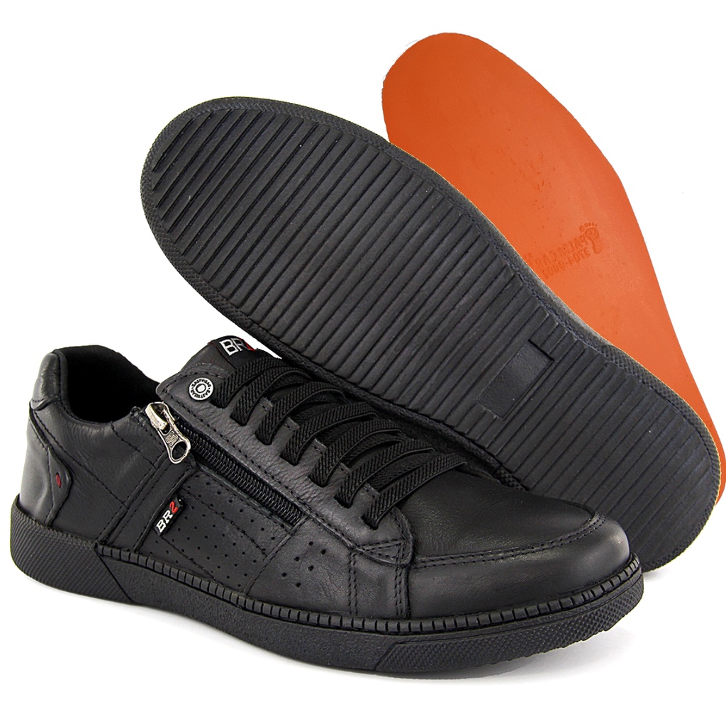 Sapatênis Masculino Casual em Couro Legítimo Premium Urbano Palmilh Gel ...