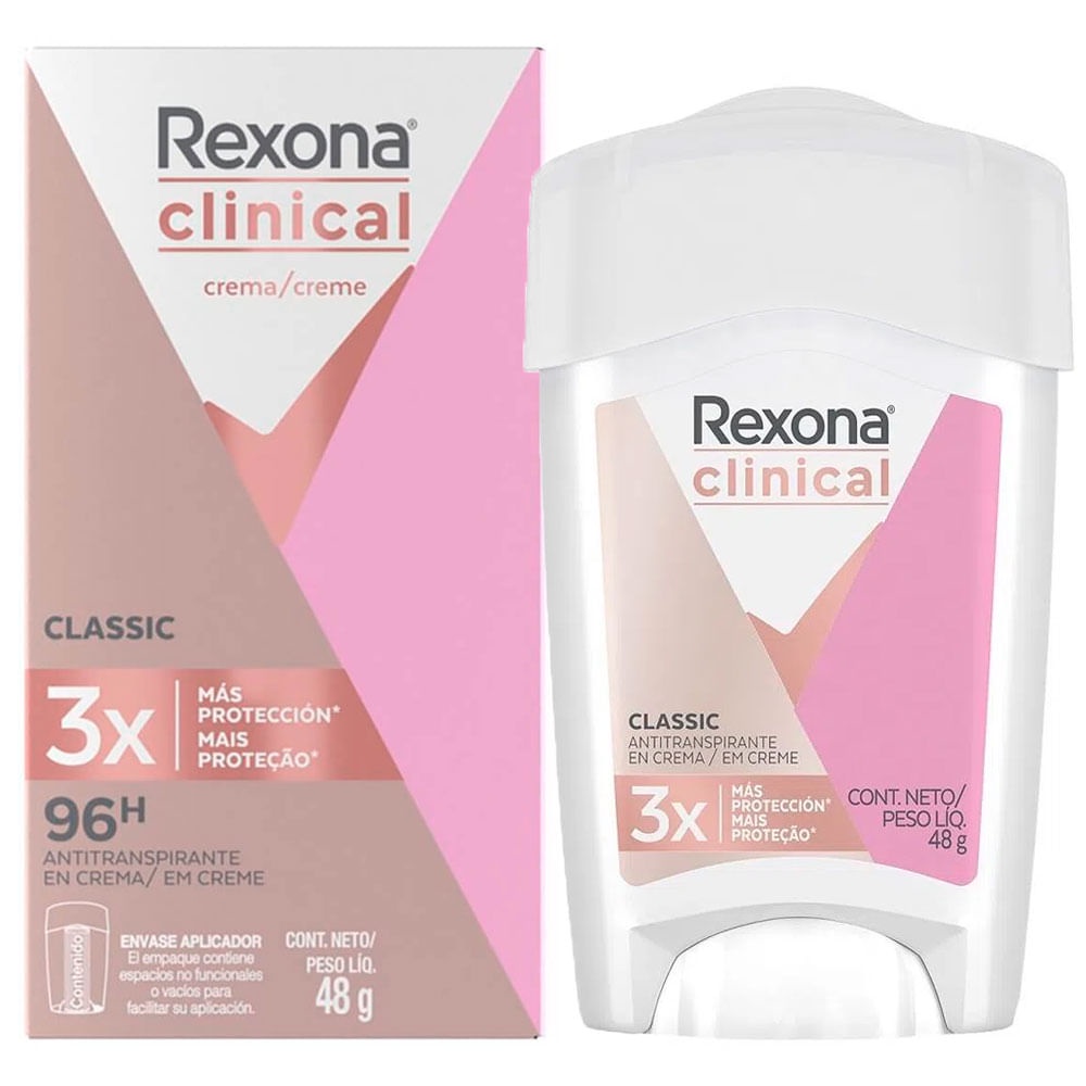 DESODORANTE CREME REXONA CLINICAL FEMININO 48G | Shopee Brasil