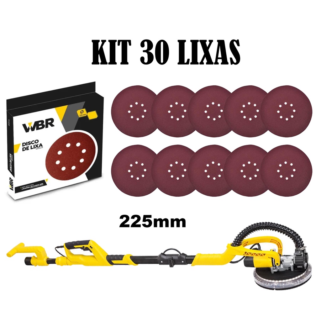 Lixa Para Lixadeira De Parede Girafa 225mm Velcro 30 Lixas | Shopee Brasil